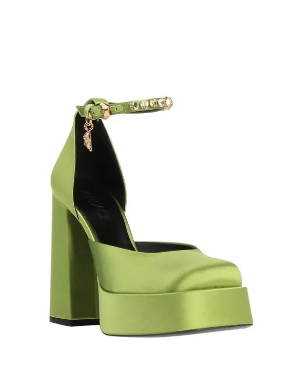 Versace Pumps In Viscose And Silk - Green