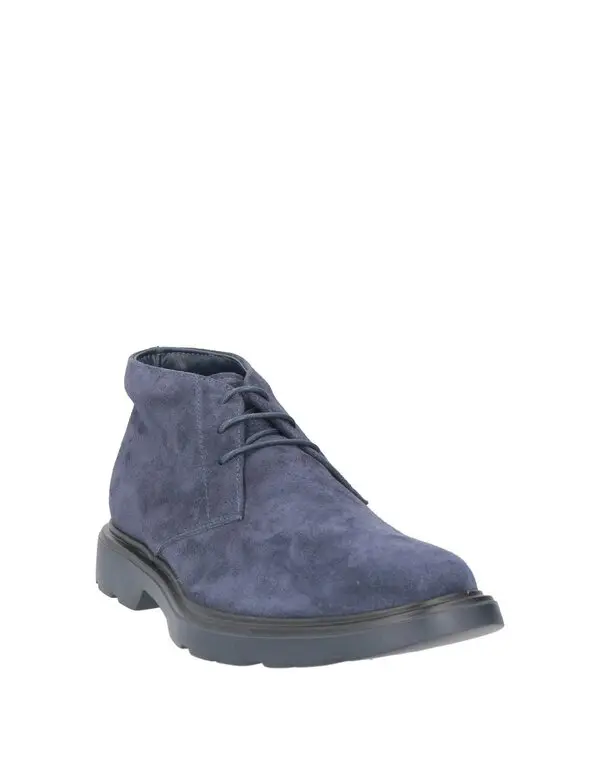 Hogan Chocolate Leather Ankle Boots - Navy