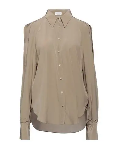 Brunello Cucinelli Crepe Shirt With Appliqués - Sand