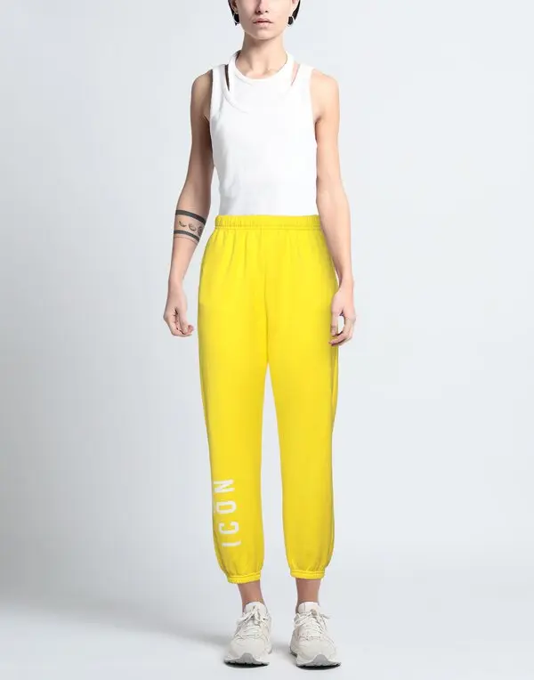 Dsquared2 Cotton Fleece Track Pants With Brand Logo - Yellow
