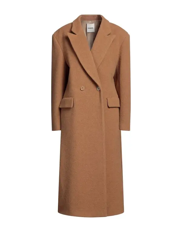Sandro Double-breasted Wool Blend Coat