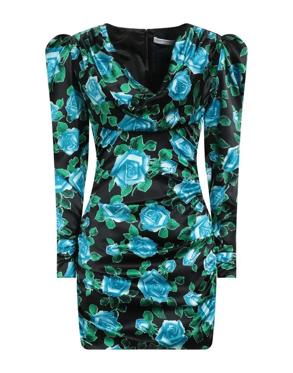 Alessandra Rich Mini Floral-print Silk Dress - Black
