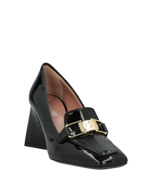 POLLINI Soft Leather Loafers With Varnished Effect