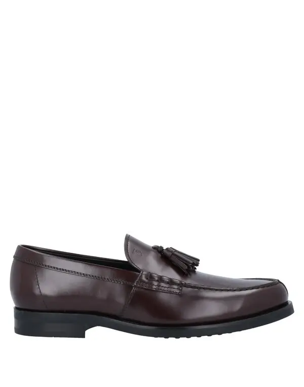 TOD'S Burgundy Calfskin Loafers - Red