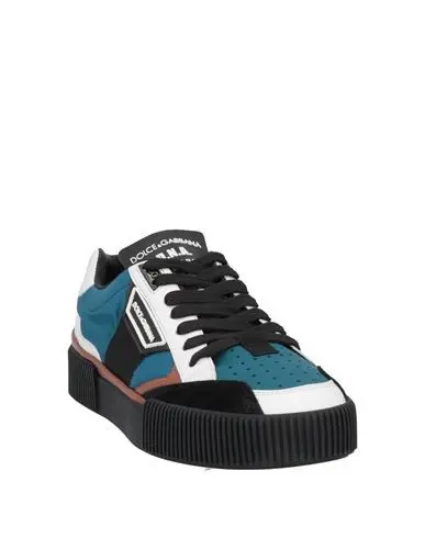 Dolce & Gabbana Sneakers In Pastel Synthetic Fibers, Calfskin, And Cotton - Blue