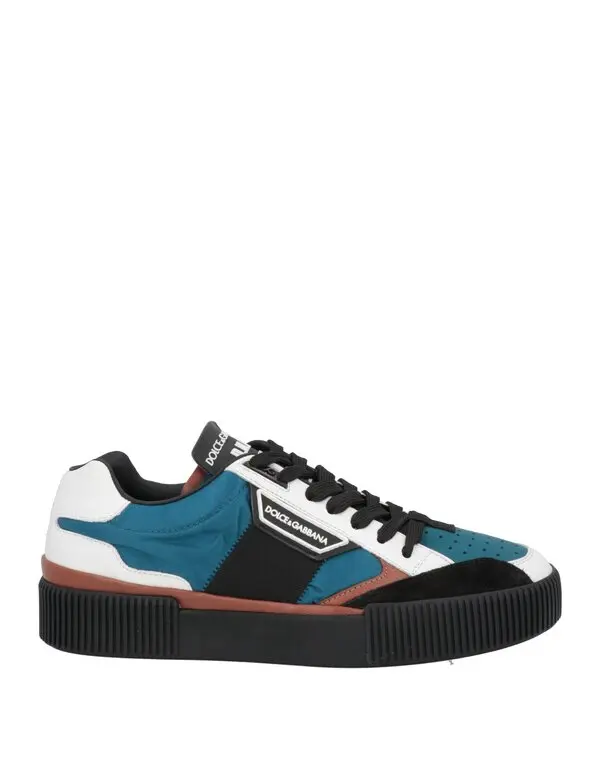 Dolce & Gabbana Sneakers In Pastel Synthetic Fibers, Calfskin, And Cotton - Blue