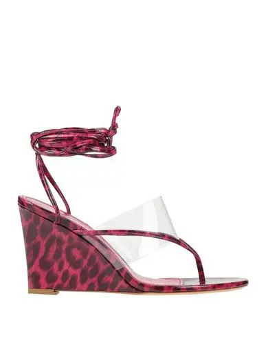 BETTINA VERMILLON Leather Thong Wedge Sandal - Magenta