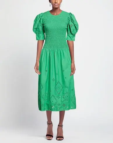 Ganni Midi Dress Organic Cotton In Green - 55% Off | Editorialist