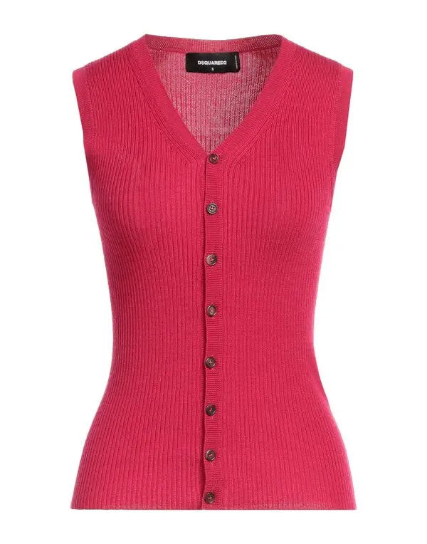 Dsquared2 Cardigan In Virgin Wool - Fuchsia