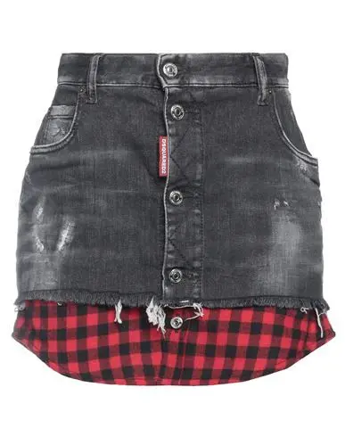 Dsquared2 Denim Skirt With Checked Flannel Detail