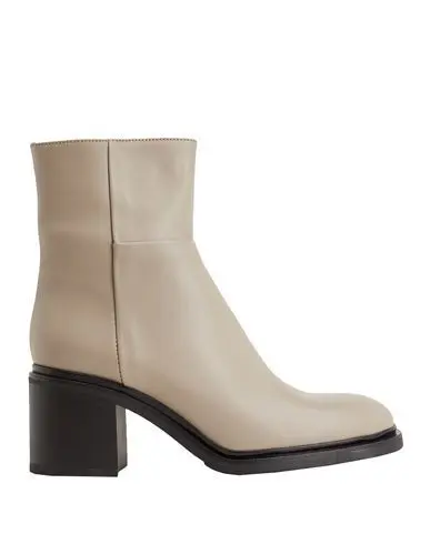 8 BY YOOX Light Calfskin Leather Mid-heel Ankle Boots - Grey