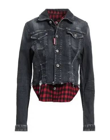 Dsquared2 Denim Outerwear With Flannel Detail - Grey