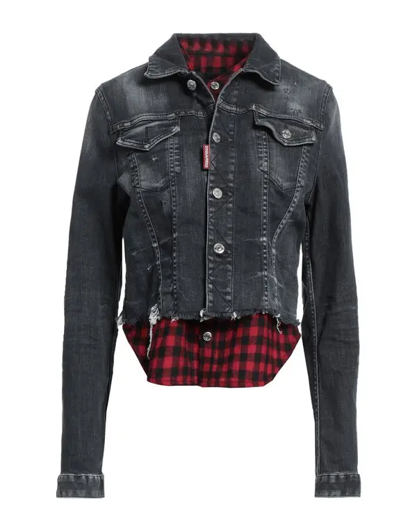 Dsquared2 Denim Outerwear With Flannel Detail - Grey