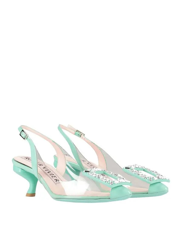ROGER VIVIER Pumps In Leather And Textile Fibers - Blue