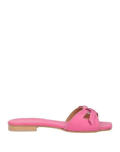 BALDININI Leather Slide Sandals With Bow Detailing - Pink