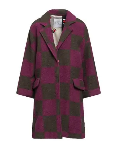 DE' HART Checked Wool Blend Coat - Purple