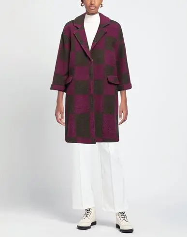 DE' HART Checked Wool Blend Coat - Purple