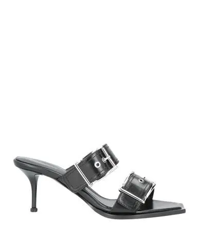 Alexander McQueen Sandals In Leather With Buckle Fastening - Black