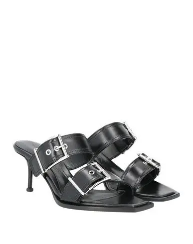Alexander McQueen Sandals In Leather With Buckle Fastening - Black