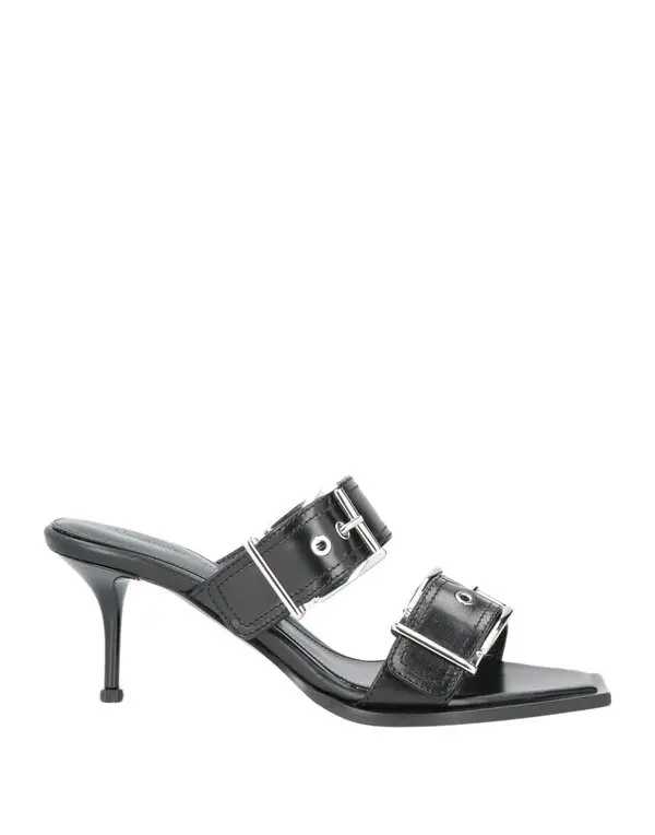 Alexander McQueen Sandals In Leather With Buckle Fastening - Black