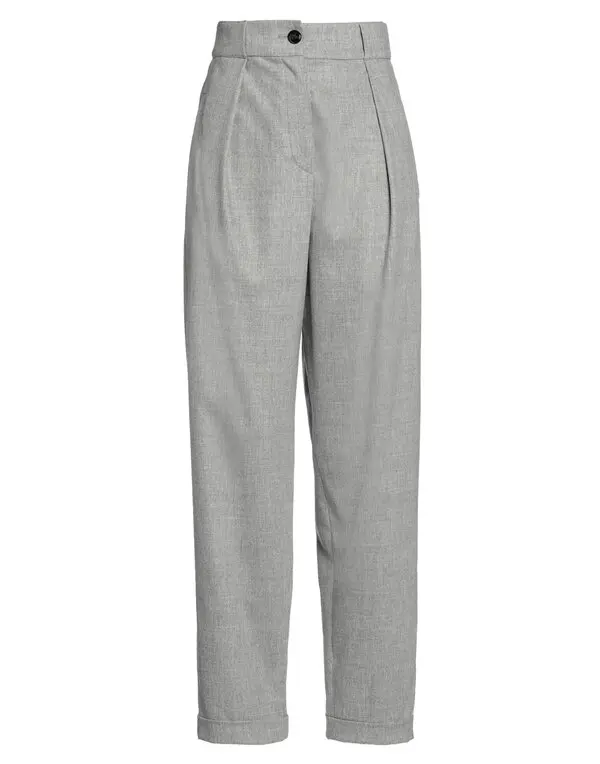 Emporio Armani Tapered Virgin Wool Blend Trousers - Light Grey