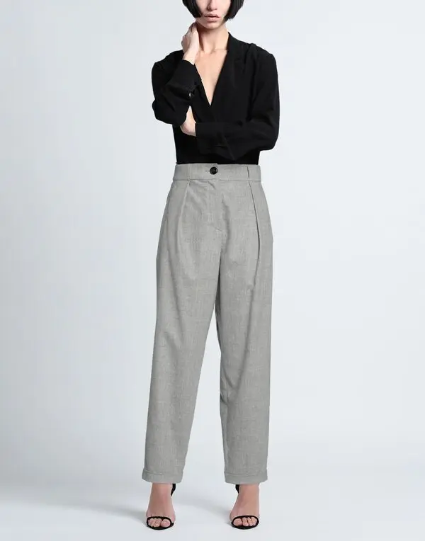 Emporio Armani Tapered Virgin Wool Blend Trousers - Light Grey