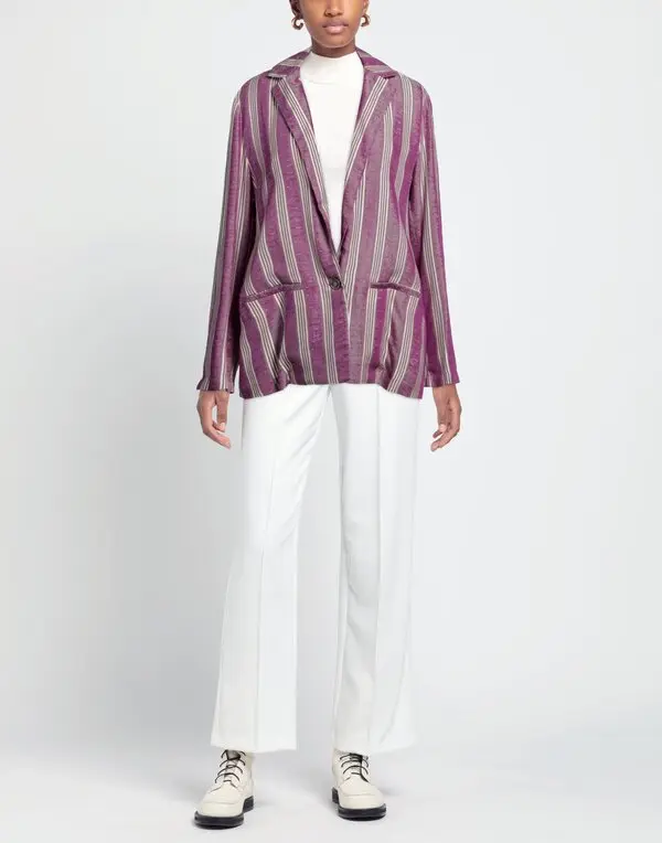 MANILA GRACE Striped Blazer - Purple