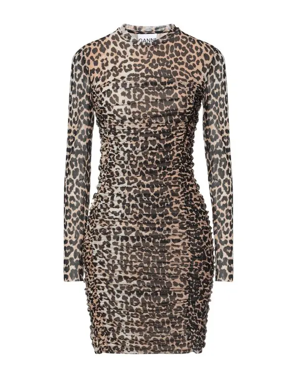 GANNI Mini Leopard-print Tulle Bodycon Dress