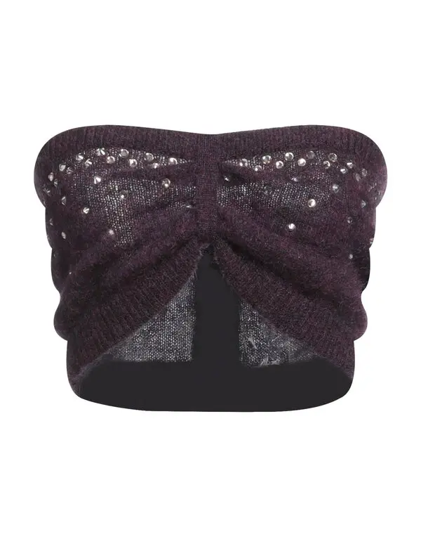 Alessandra Rich Knitted Crop Top - Purple