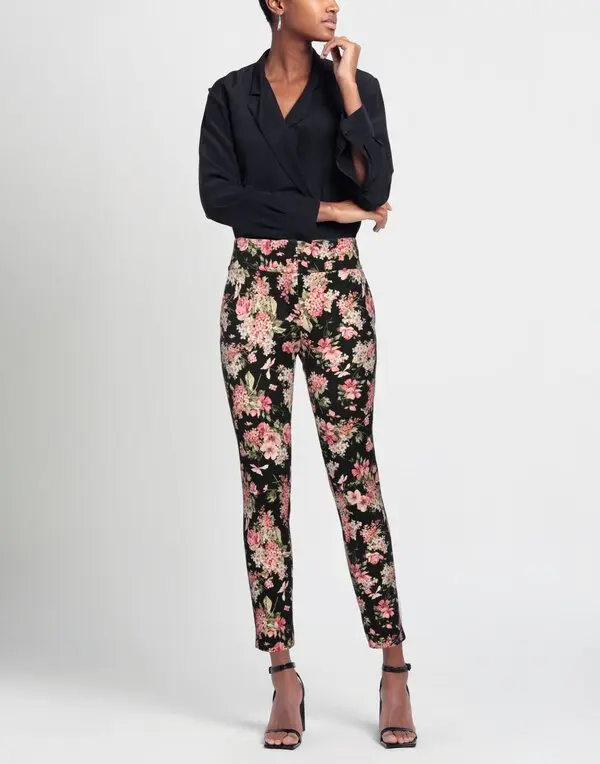 VDP VIA DELLE PERLE Floral Print Tapered Chinos