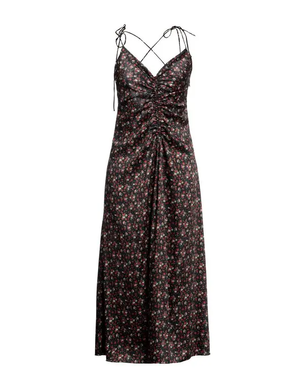 Sandro Satin Floral-print Midi Dress