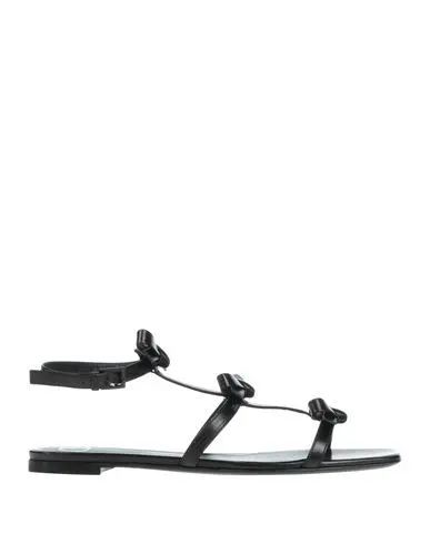 Valentino Garavani Leather Sandals With Bow Detailing - Black