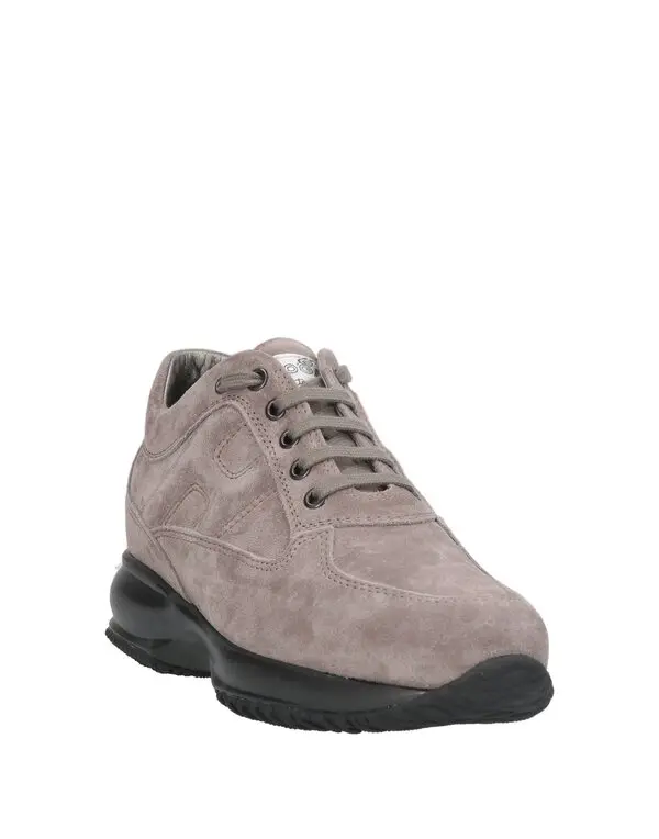 Hogan Soft Leather Sneakers With Suede Effect - Grey