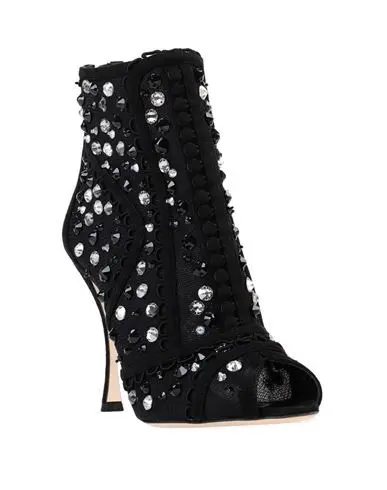 Dolce & Gabbana Ankle Boots With Crystal Embellishments