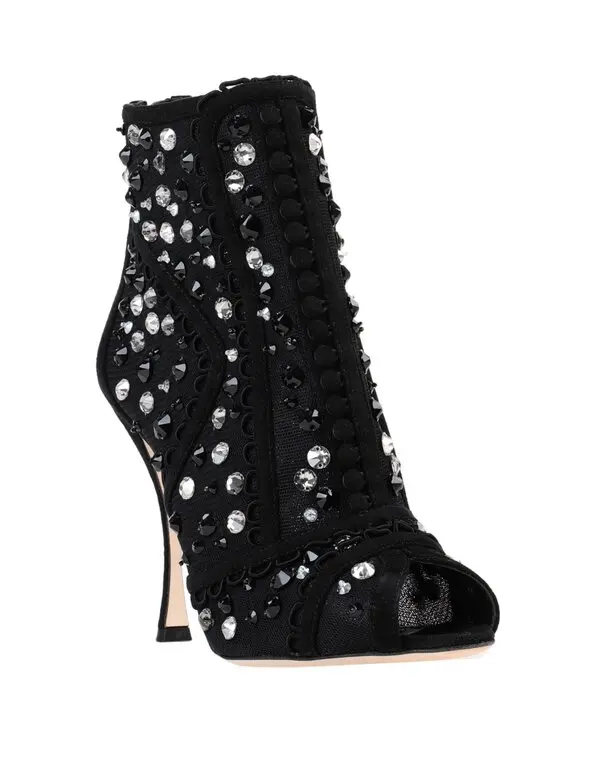 Dolce & Gabbana Ankle Boots With Crystal Embellishments