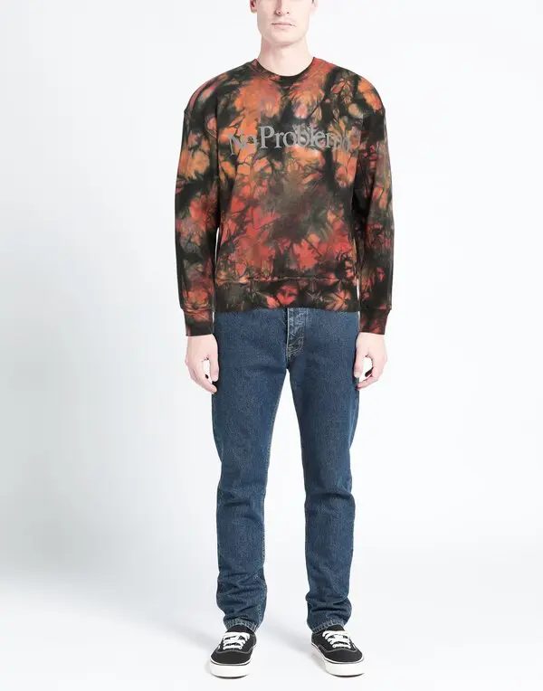 Aries Printed Fleece Crewneck Sweatshirt - Orange