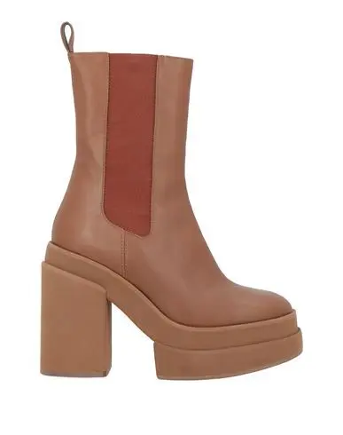 PALOMA BARCELO Leather Chelsea Boots With Block Heel - Camel