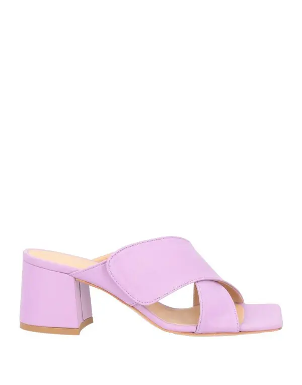 BALDININI Soft Leather Slide Sandals - Light Purple