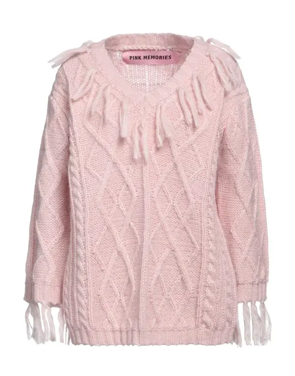 PINK MEMORIES Cable-knit Sweater With Fringe Detail