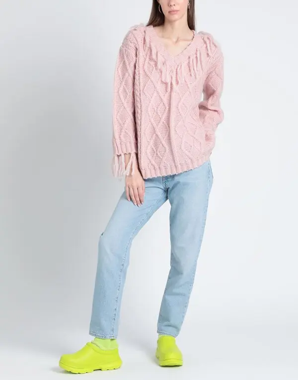 PINK MEMORIES Cable-knit Sweater With Fringe Detail