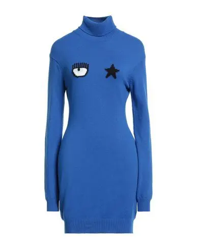 CHIARA FERRAGNI Intarsia-knit Mini Dress - Blue