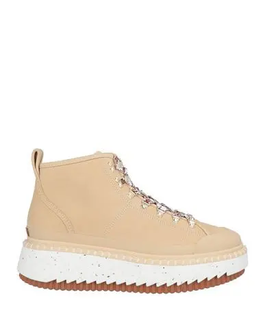 Chloé Ankle Boots In Leather With Laces - Beige