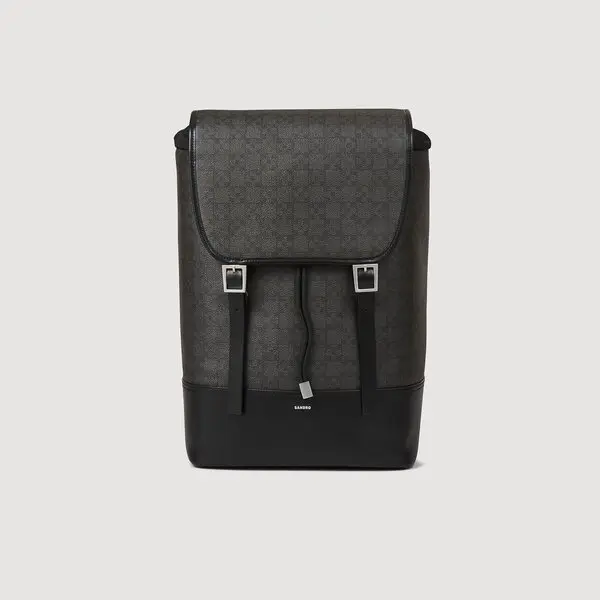 Sandro Square Cross Coated Canvas Backpack