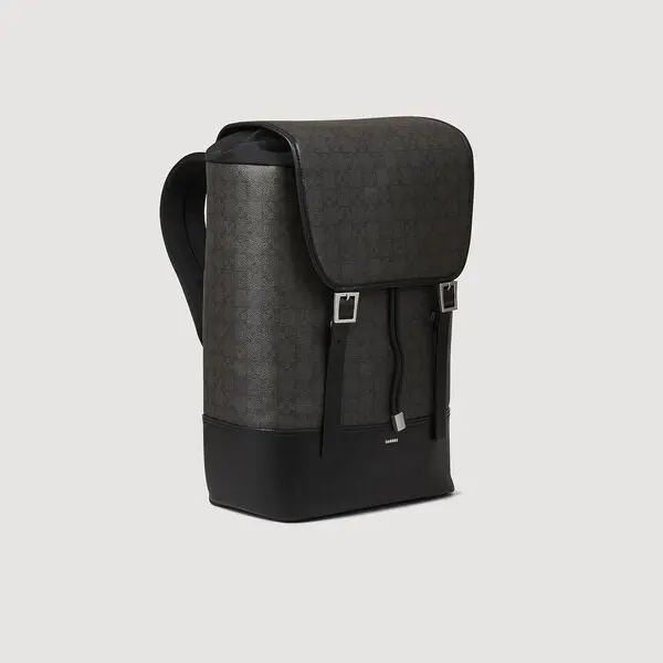 Sandro Square Cross Coated Canvas Backpack