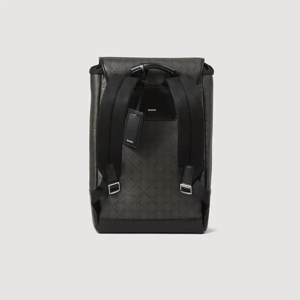 Sandro Square Cross Coated Canvas Backpack