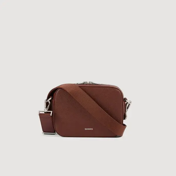 Sandro Saffiano Motif Leather Bag - Cognac