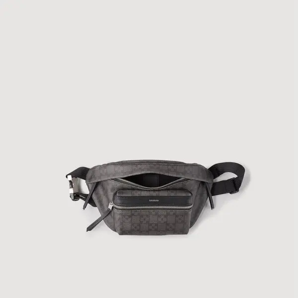 Sandro Square Cross Coated Canvas Belt Bag