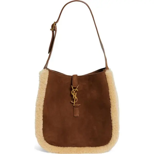 Saint Laurent Small Le 5 À 7 Hobo Bag - Dark Cigar/natural Beige