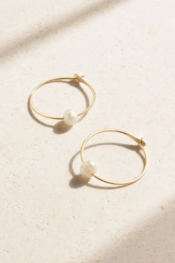 MELISSA JOY MANNING 14-karat Recycled Pearl Hoop Earrings - Gold