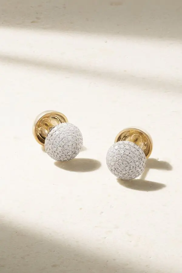Yvonne Léon Mini Boule Disco Diamond Earrings - Gold